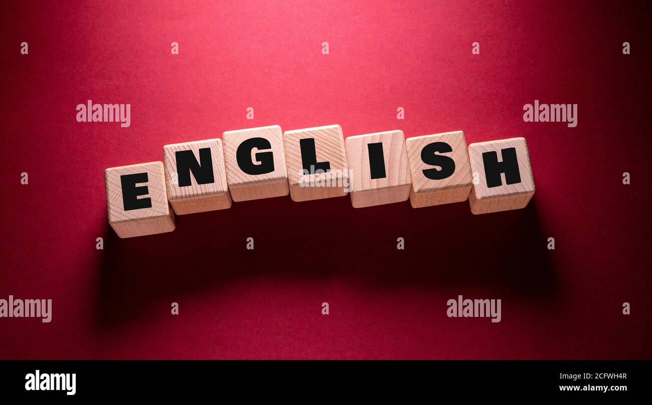 English Word Written on Wooden Cubes Stock Photo - Alamy