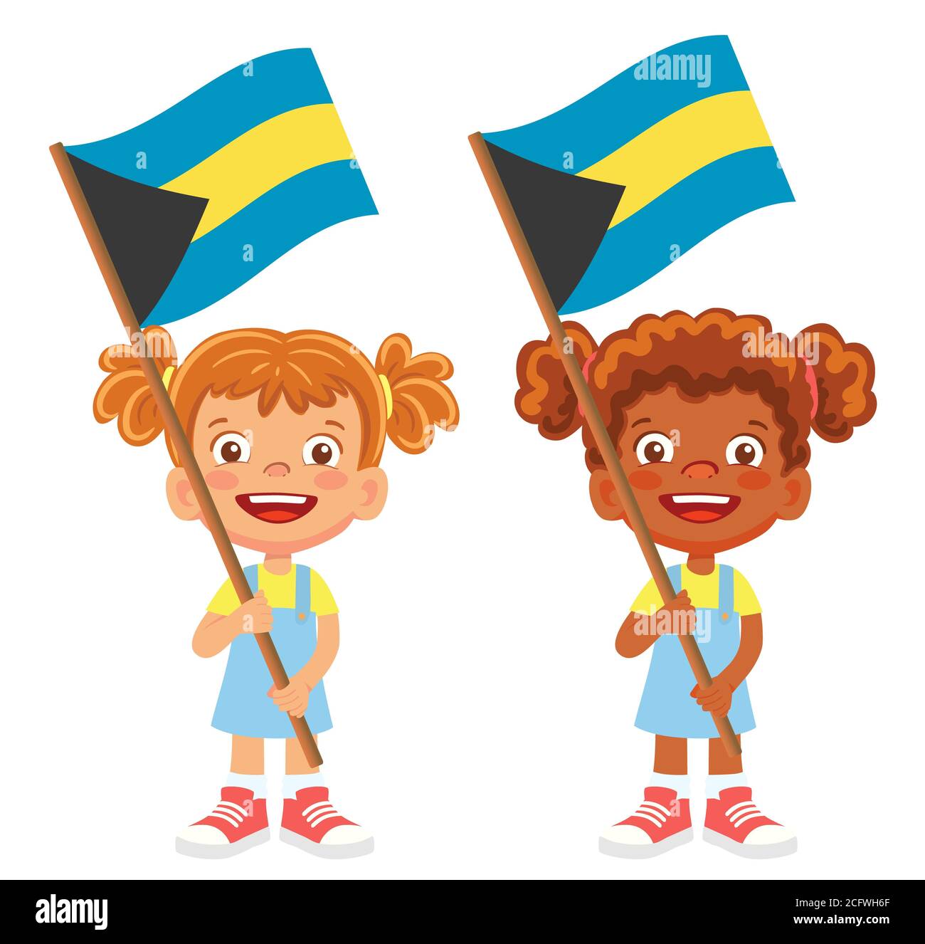 Bahamas flag in hand. Children holding flag. National flag of Bahamas ...