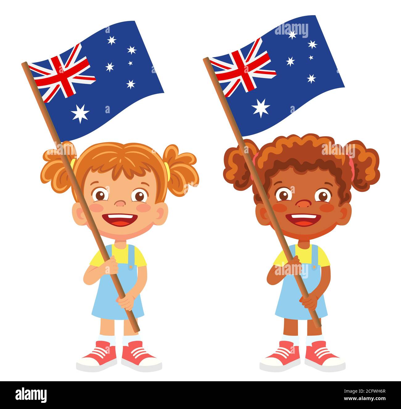 Australia flag in hand. Children holding flag. National flag of ...
