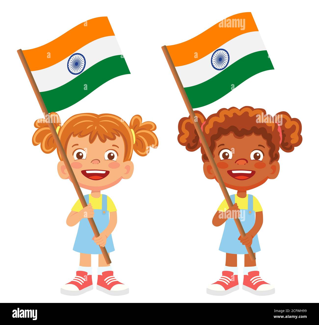 India flag in hand. Children holding flag. National flag of India Stock ...
