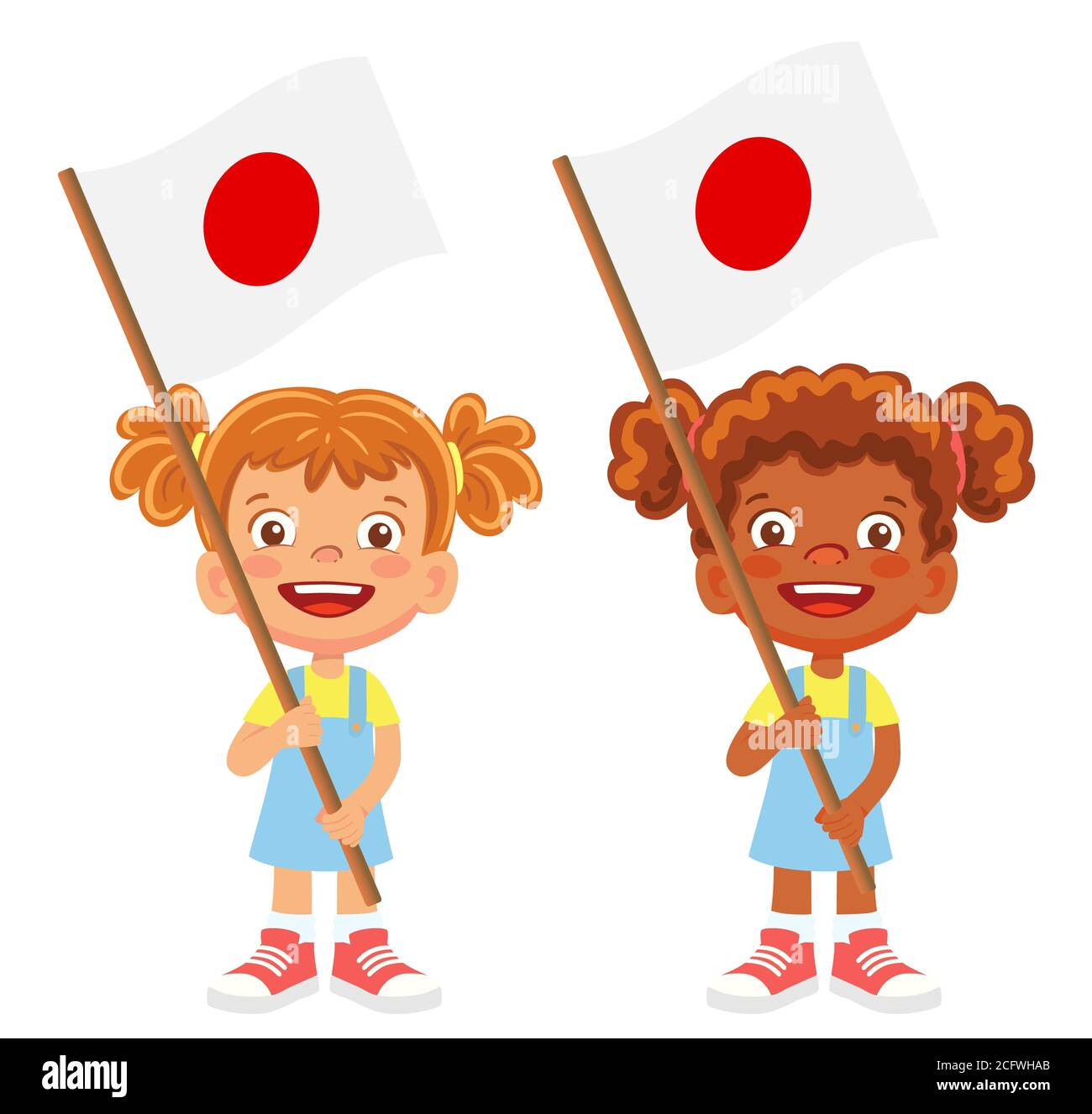 Japan flag in hand. Children holding flag. National flag of Japan Stock ...