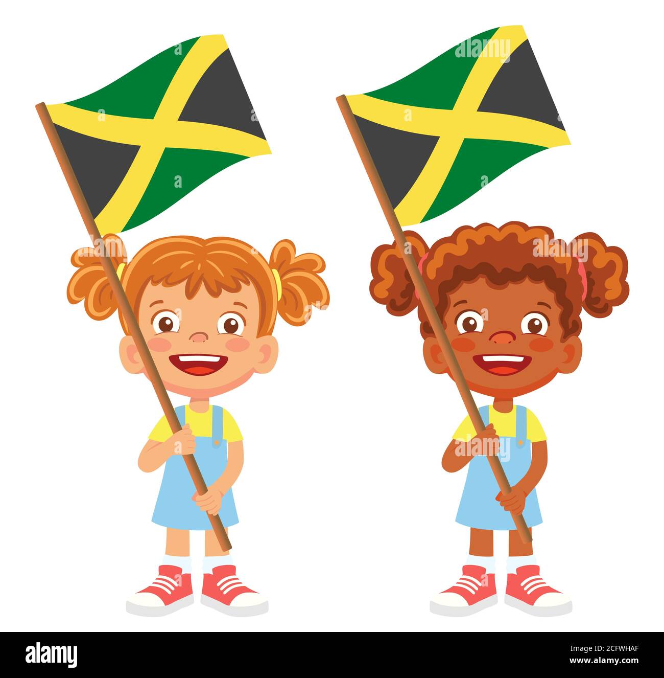 Jamaica flag in hand. Children holding flag. National flag of Jamaica ...