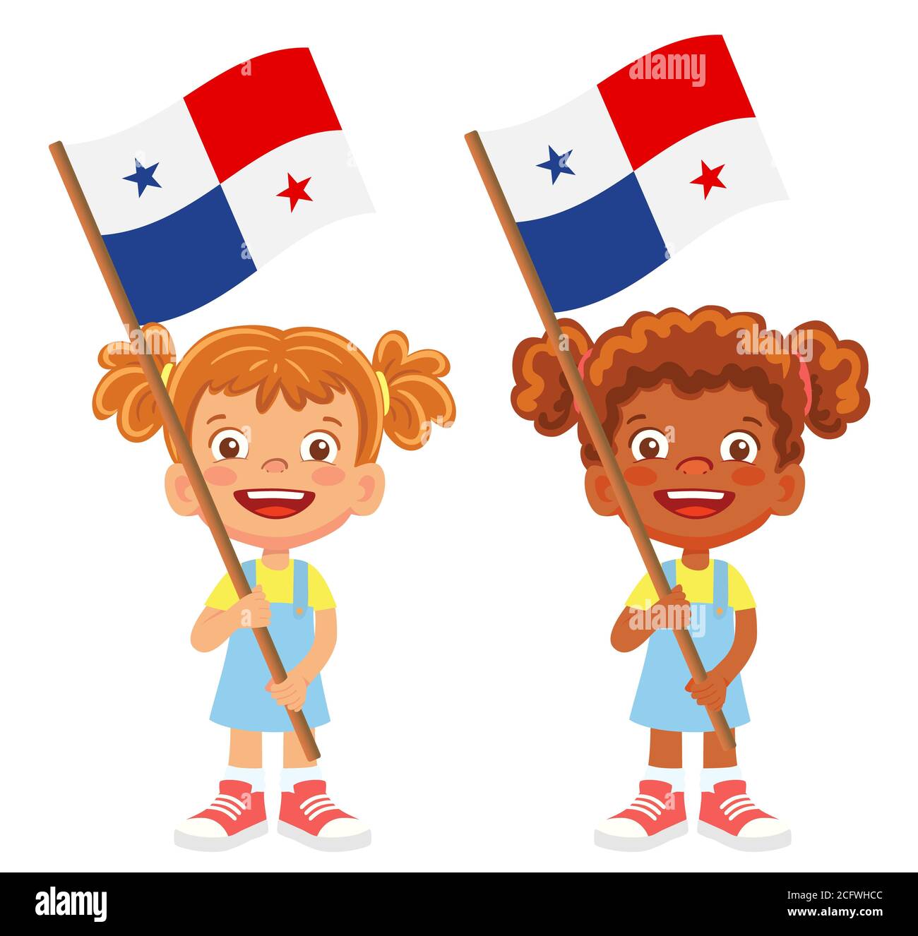 Panama flag in hand. Children holding flag. National flag of Panama ...