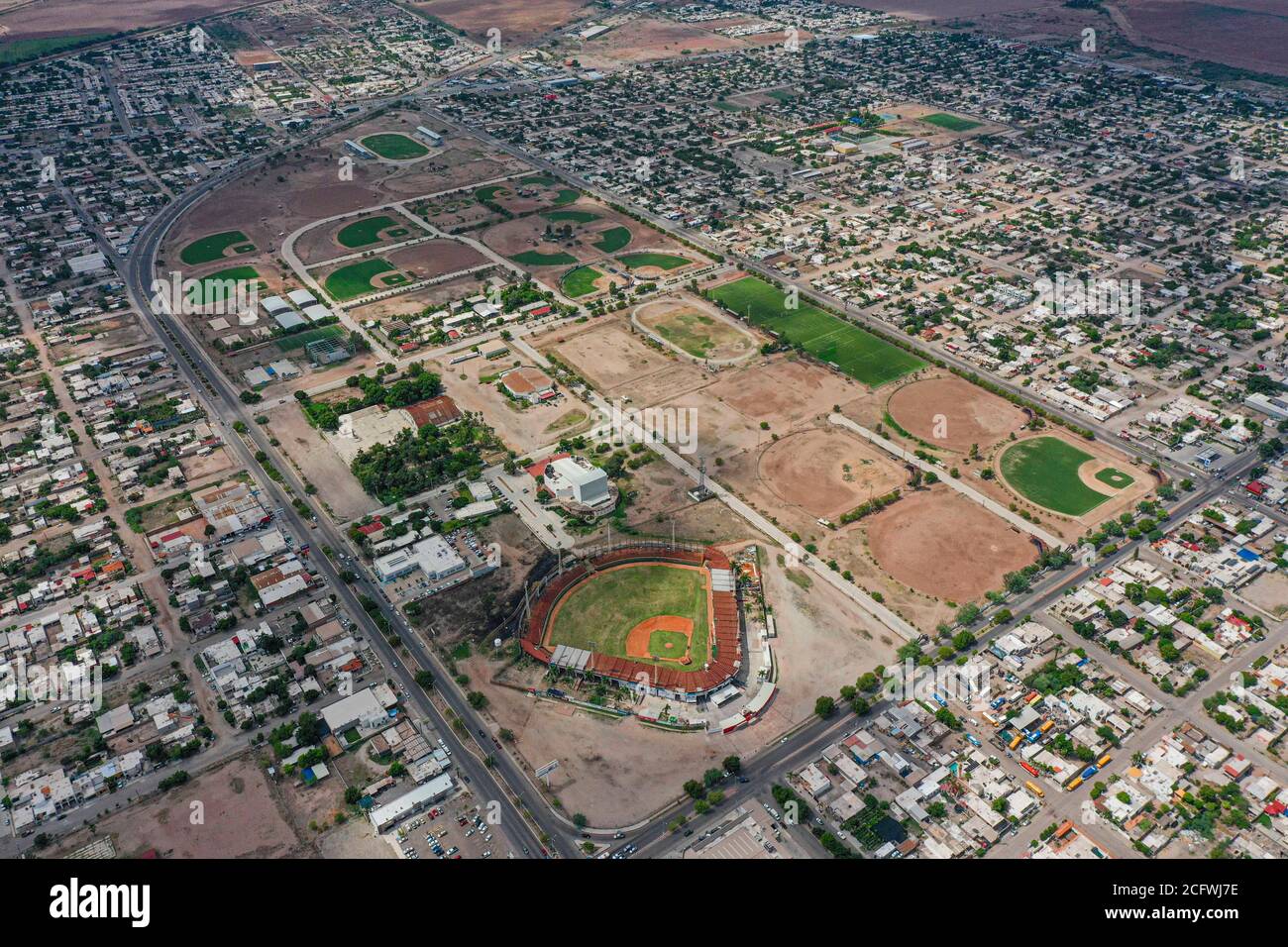 Navojoa Mayos baseball stadium. Aerial view, aerial photography of the ...