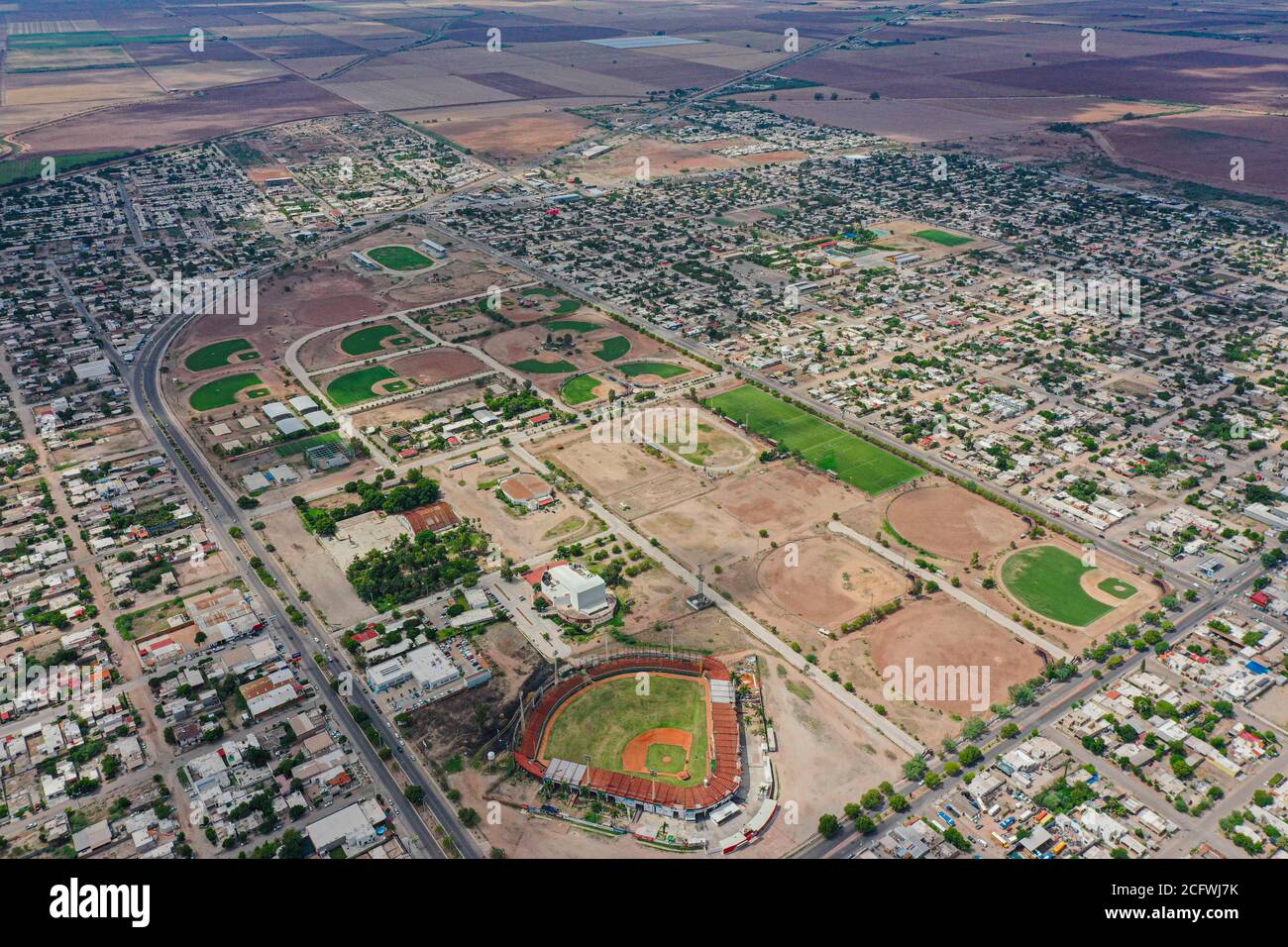 Navojoa Mayos baseball stadium. Aerial view, aerial photography of the ...