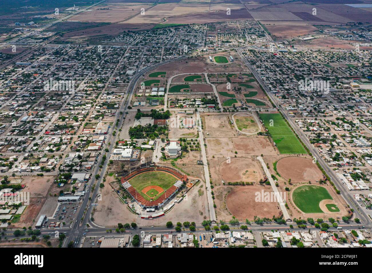 Navojoa Mayos baseball stadium. Aerial view, aerial photography of the ...
