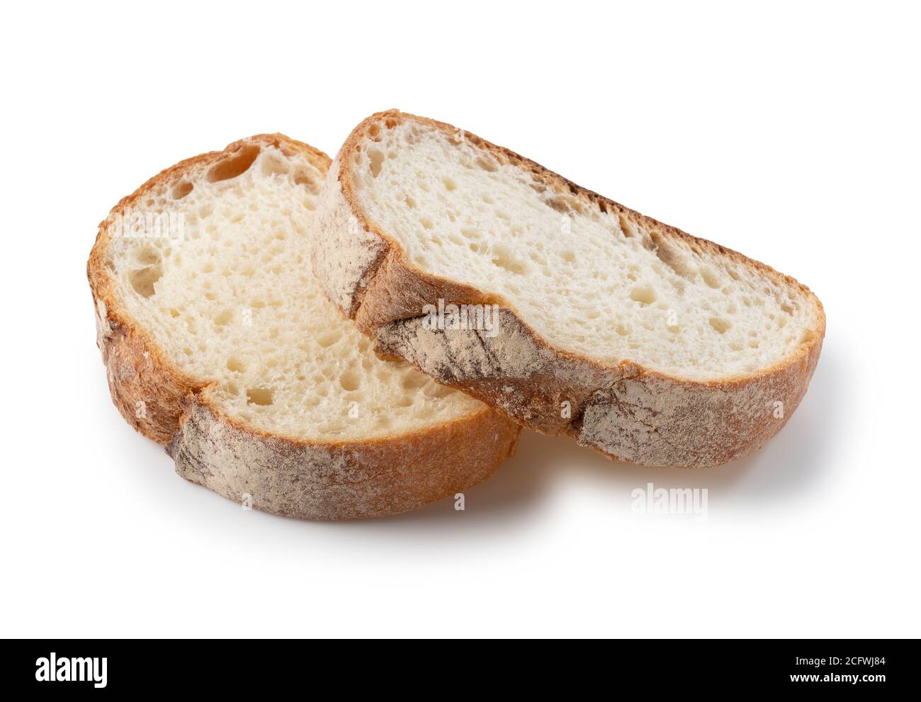 Sliced hard bread placed on a white background Stock Photo - Alamy