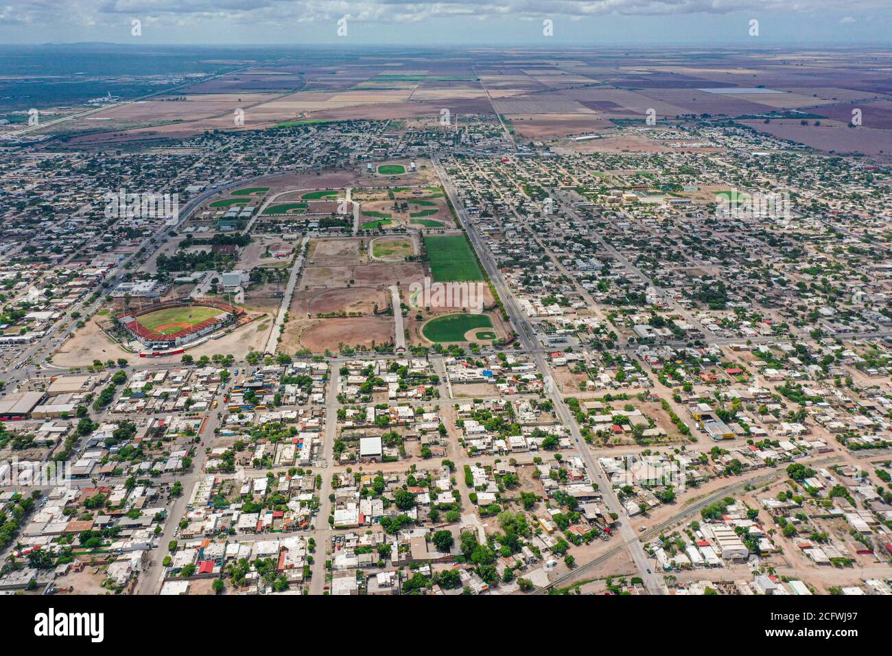 Navojoa Mayos baseball stadium. Aerial view, aerial photography of the ...