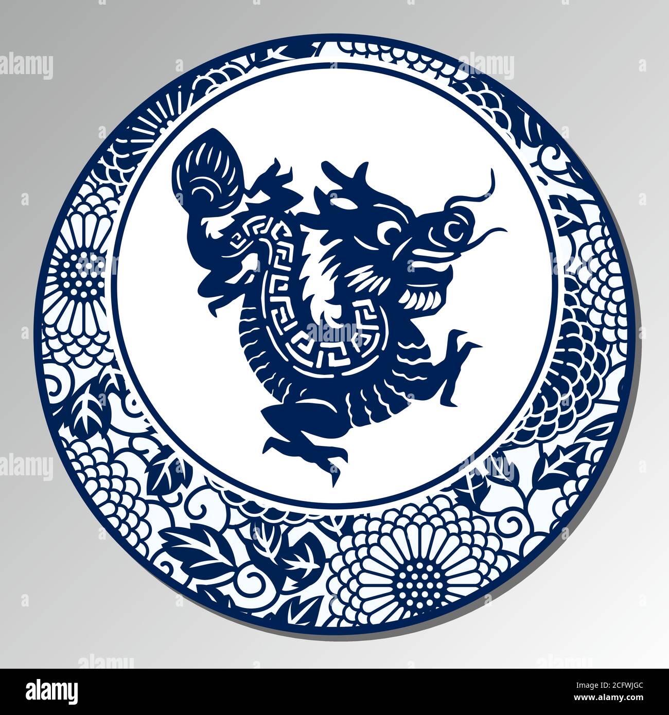 Chinese Traditional Blue And White Porcelain, Dragon Stock Vector Image ...