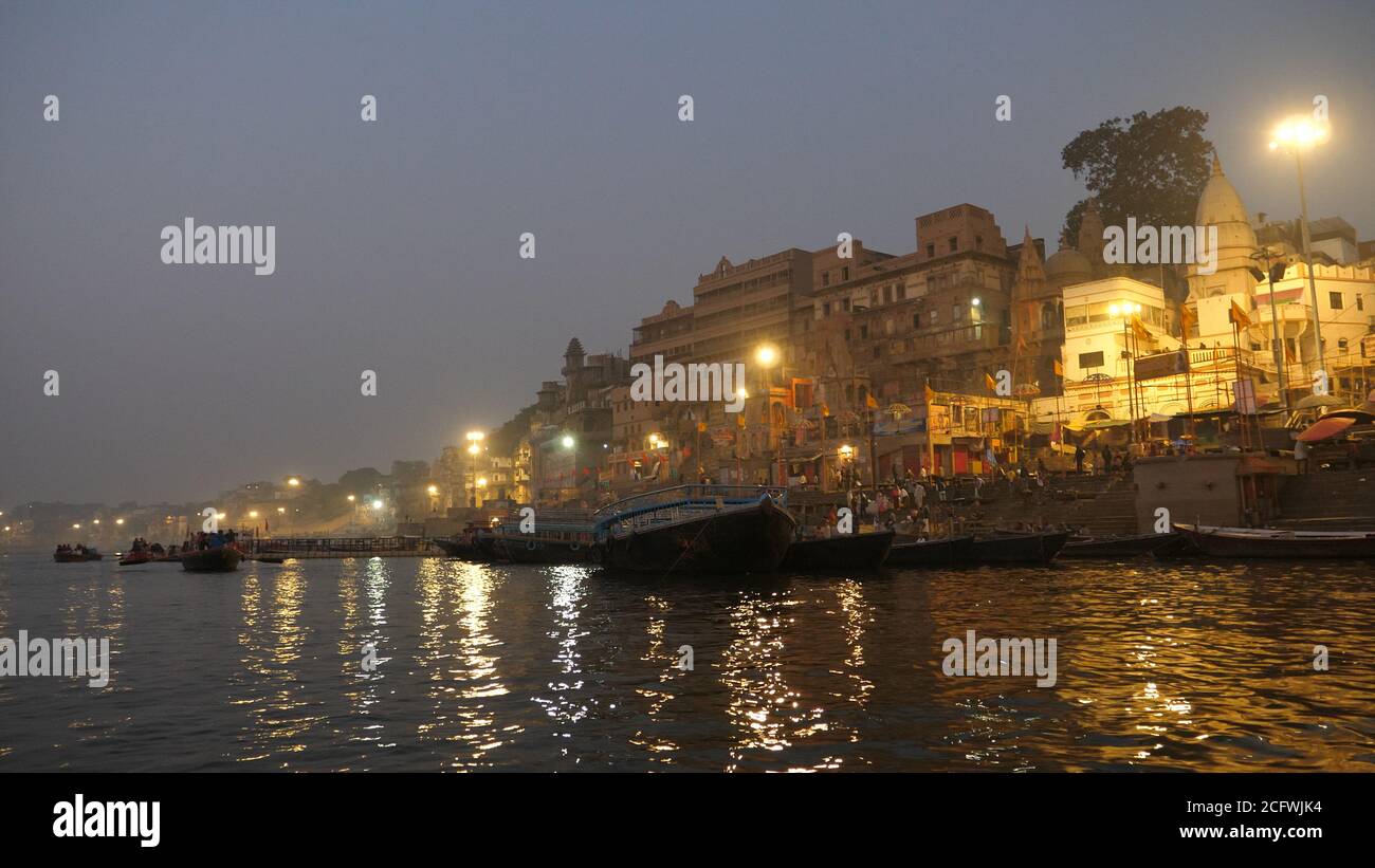 Boats on Ganges River, Varanasi , India Stock Photo - Alamy