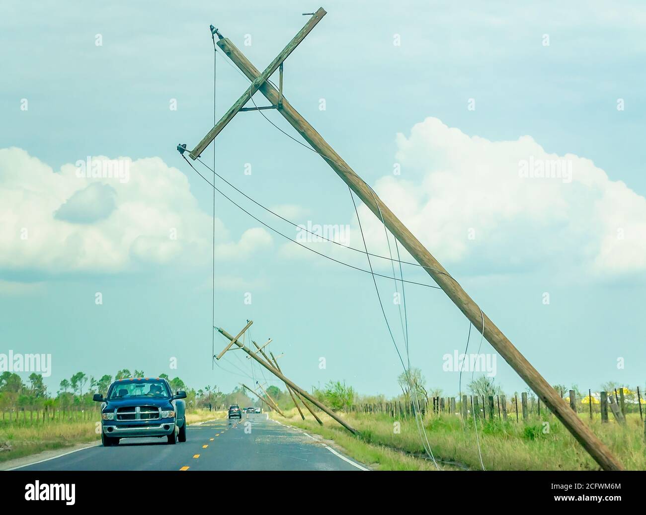 Damaged power line hurricane hi-res stock photography and images - Alamy