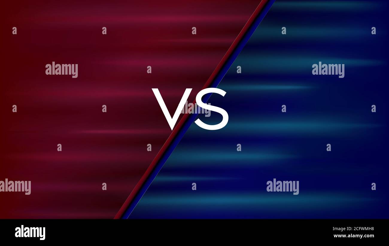 Red vs blue battle contest. Versus vector background. Competition half ...