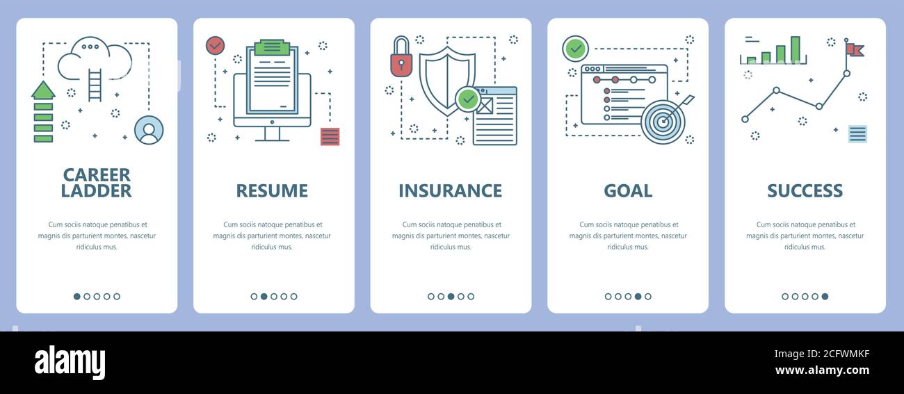 Vector modern thin line flat design career ladder vertical banners ...