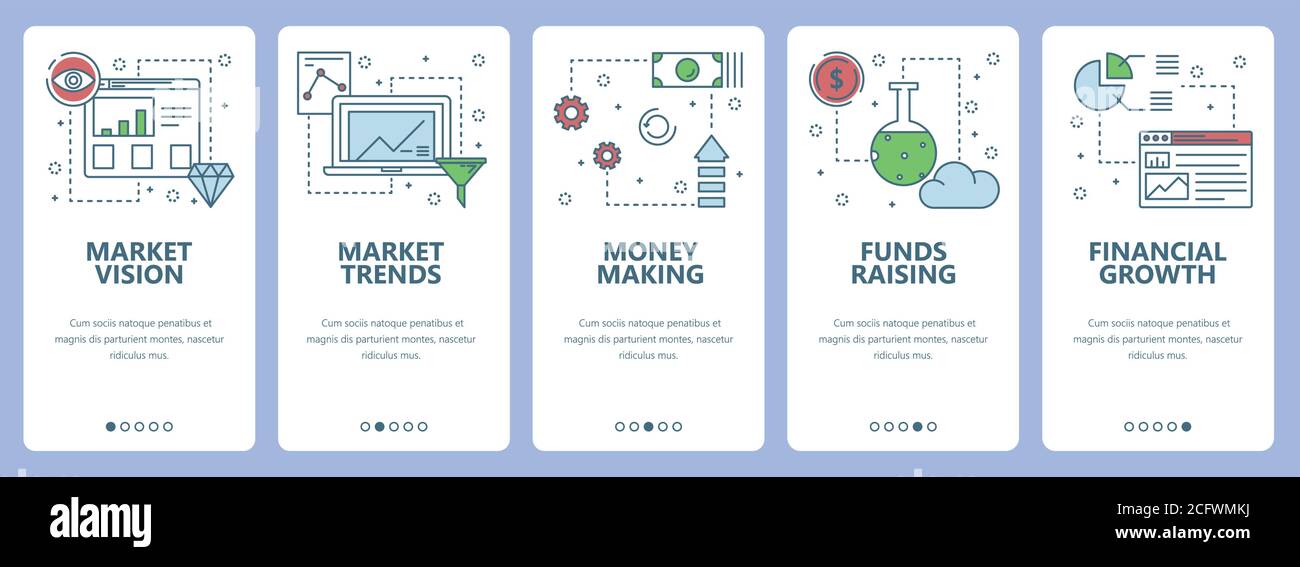 Vector modern thin line flat design economics concept vertical banners ...