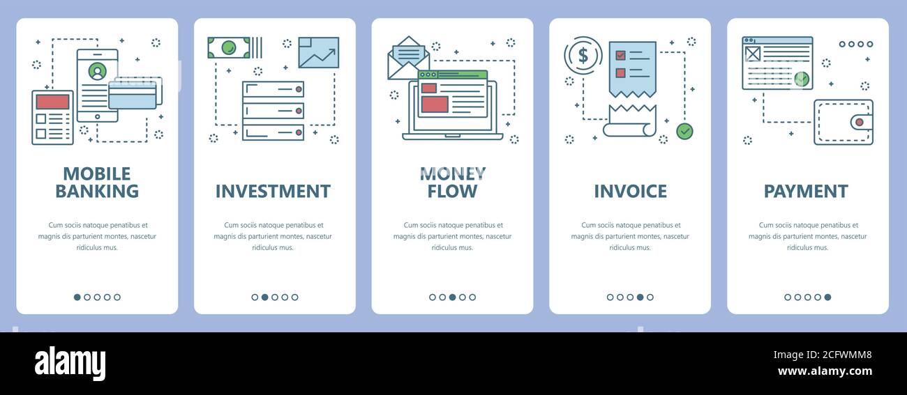 Vector modern thin line flat design finance concept vertical banners ...