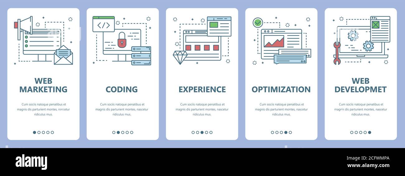 Vector thin line flat design web marketing concept vertical banners ...