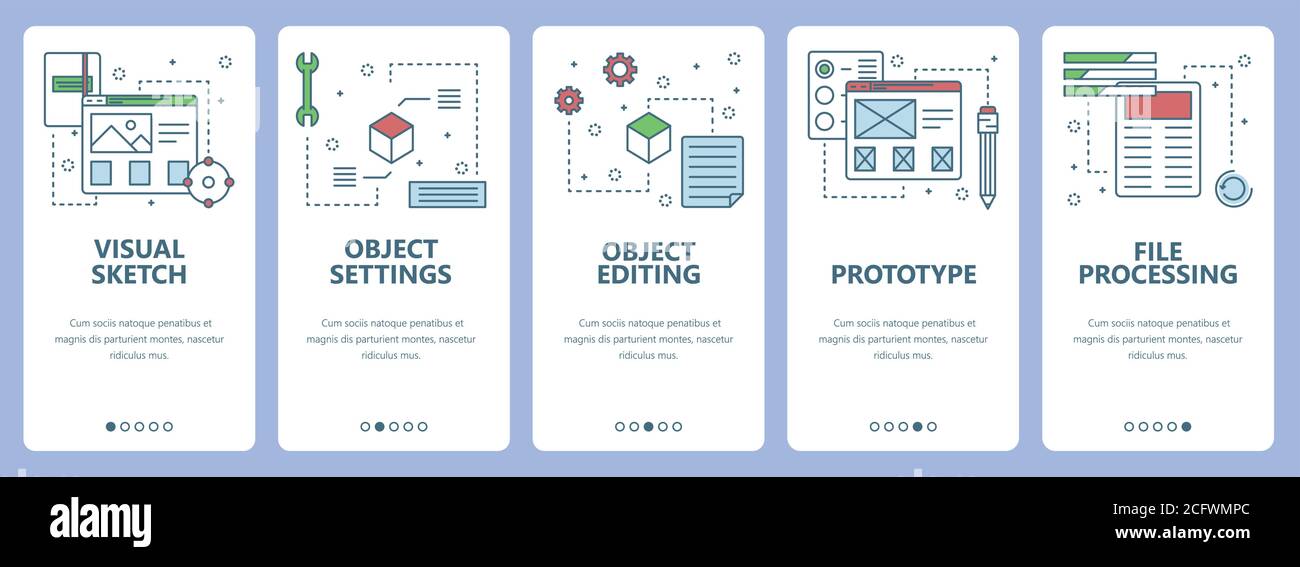 Vector modern thin line flat design modeling concept vertical banners ...