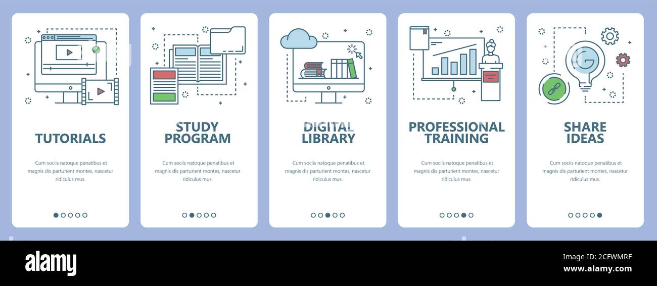 Vector modern thin line flat design tutorial concept vertical banners ...