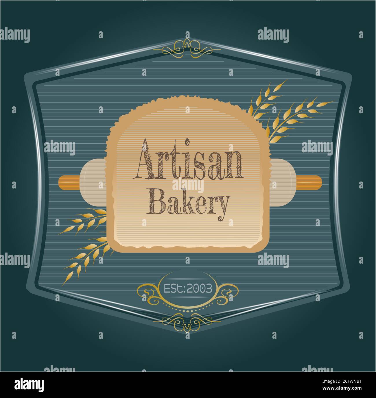 Artisan Bakery Apron Vector Logo with editable text on a gradient ...