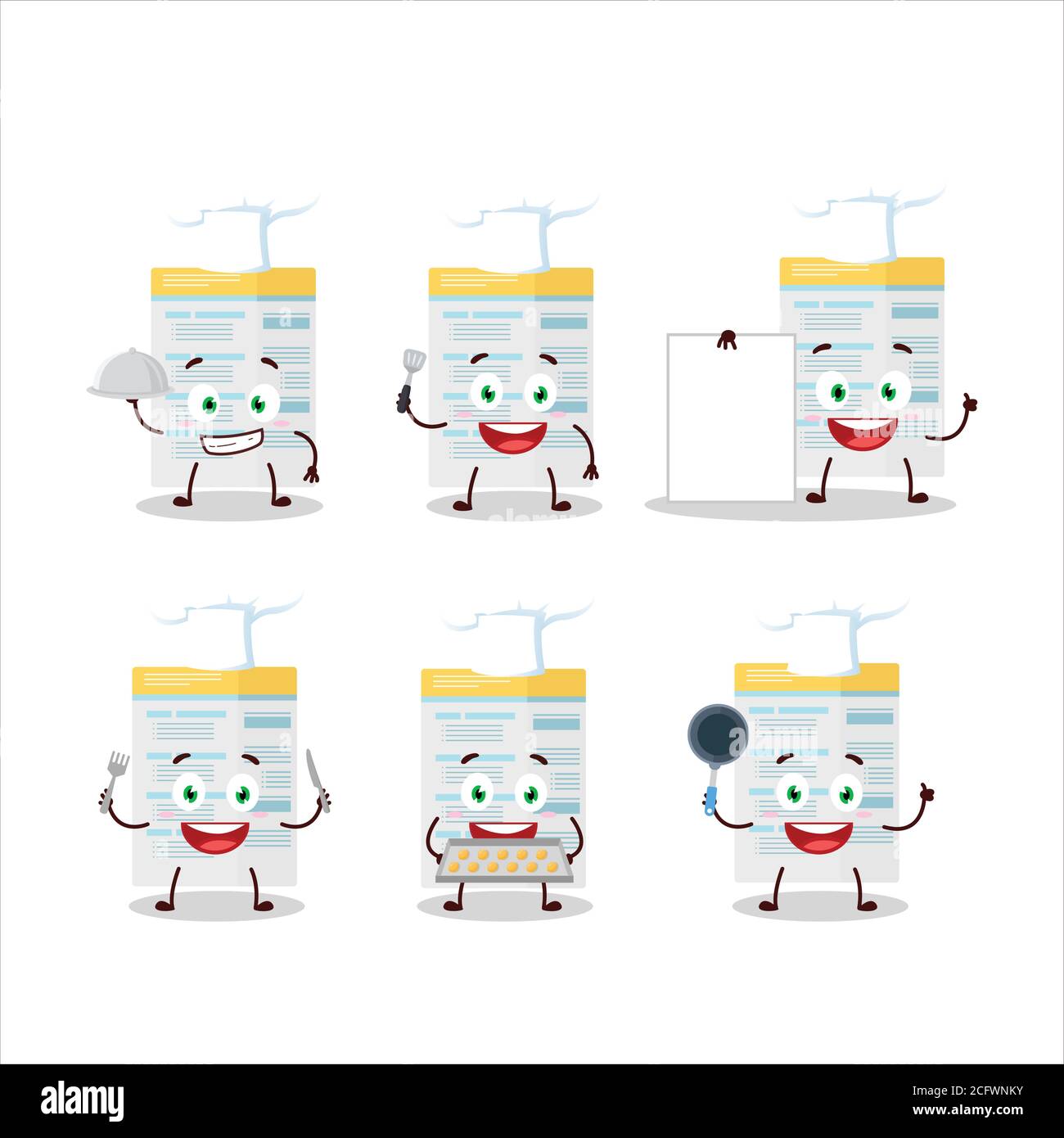 Cartoon character of filling form with various chef emoticons Stock ...