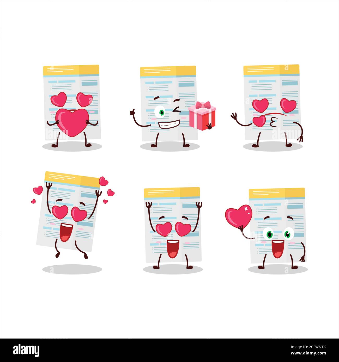 Filling form cartoon character with love cute emoticon Stock Vector ...