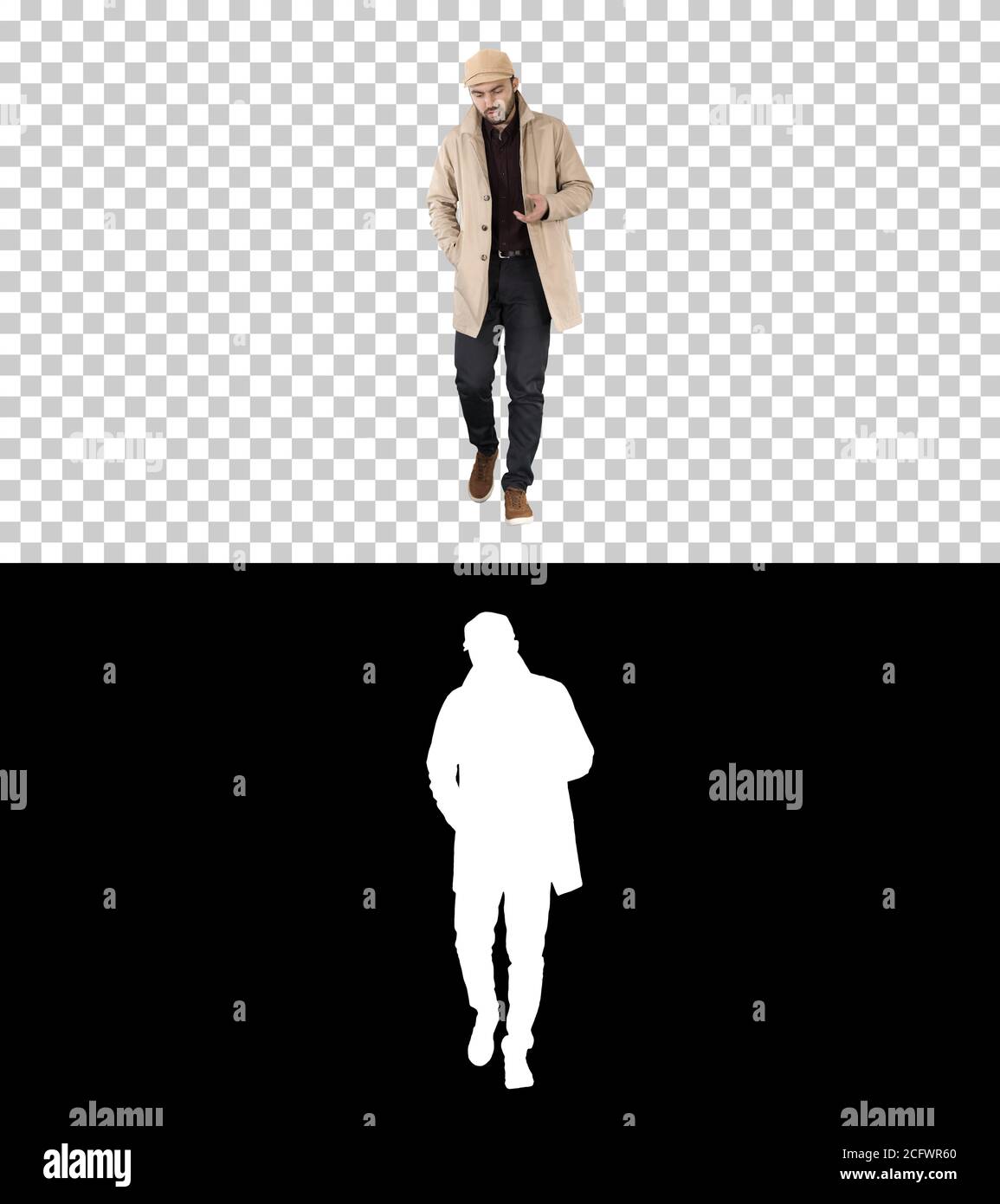 Thoughtful look Man walking and talking to himself, Alpha Channel Stock ...