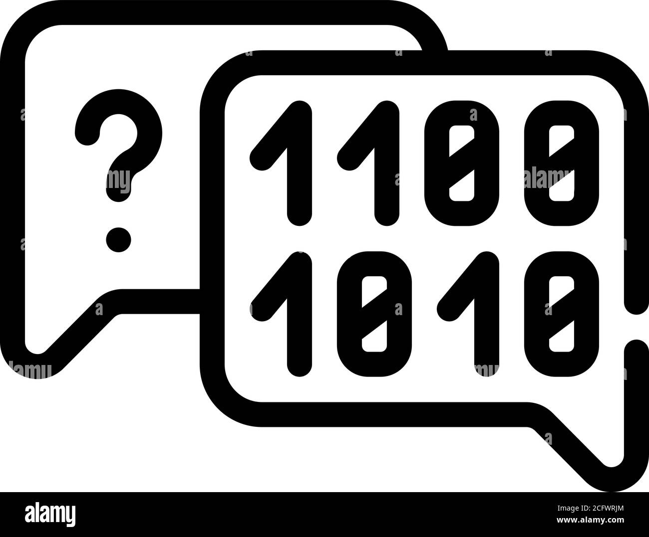 binary code and question mark quote frame line icon vector illustration ...