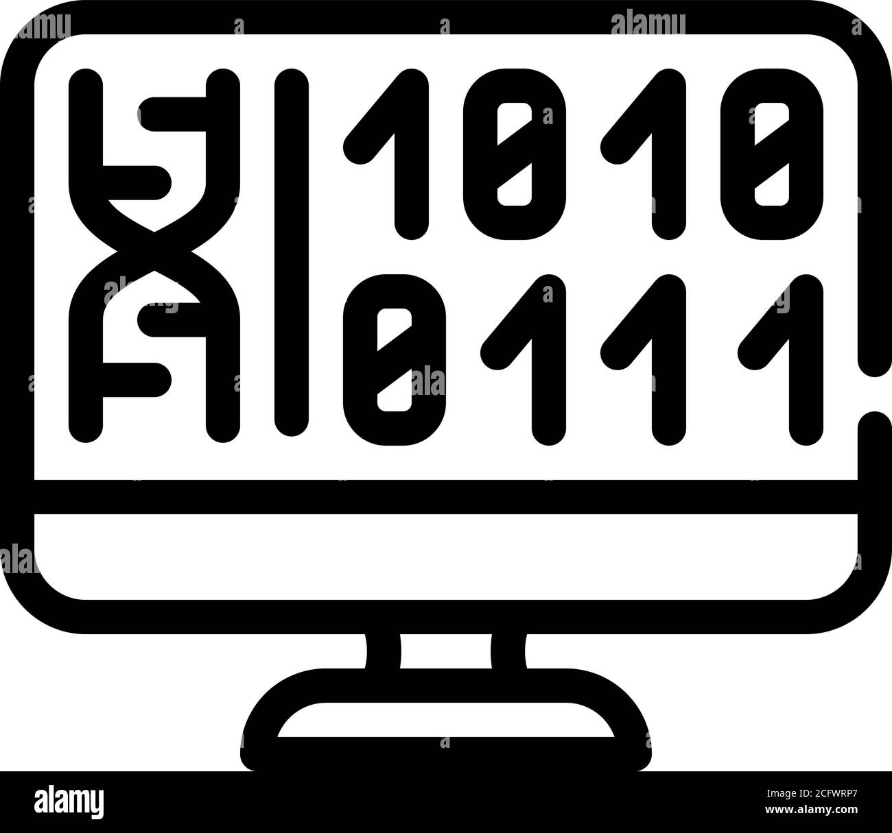 generating protein cell using computer code line icon vector ...