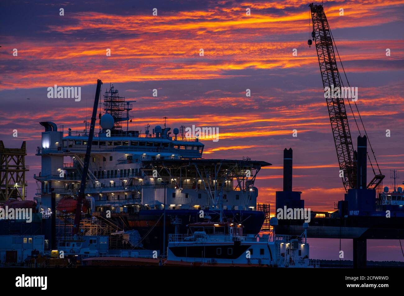 Mukran, Germany. 08th Sep, 2020. The Russian pipe-laying ship "Akademik ...