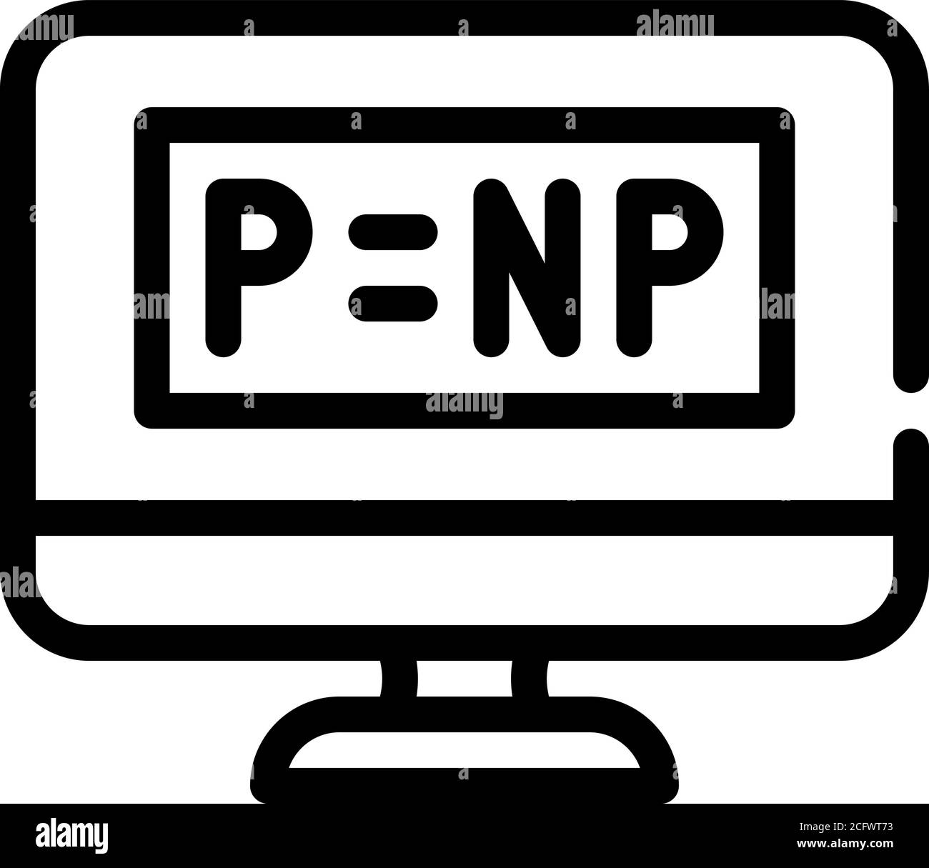 P vs NP unsolved problem in computer science line icon vector ...