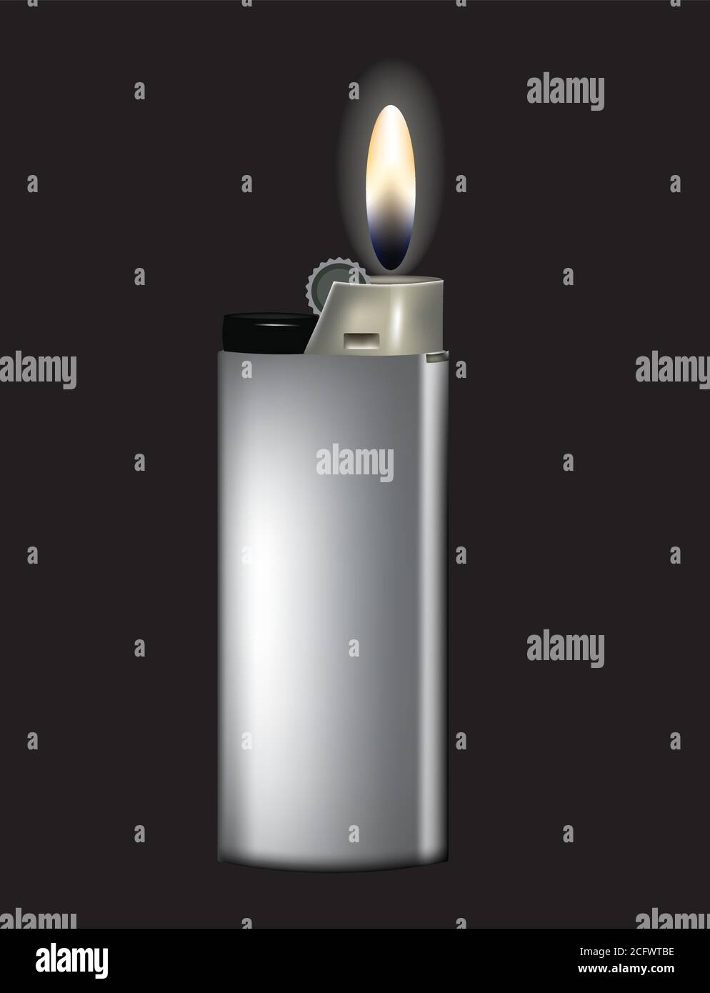 Gray lighter with fire. vector Stock Vector Image & Art - Alamy