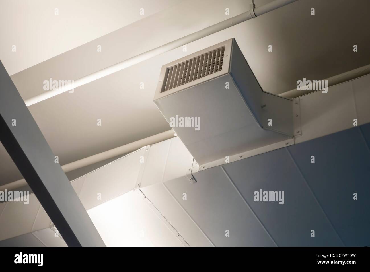 clean hot of cold air ways in an office building ceiling vent Stock ...