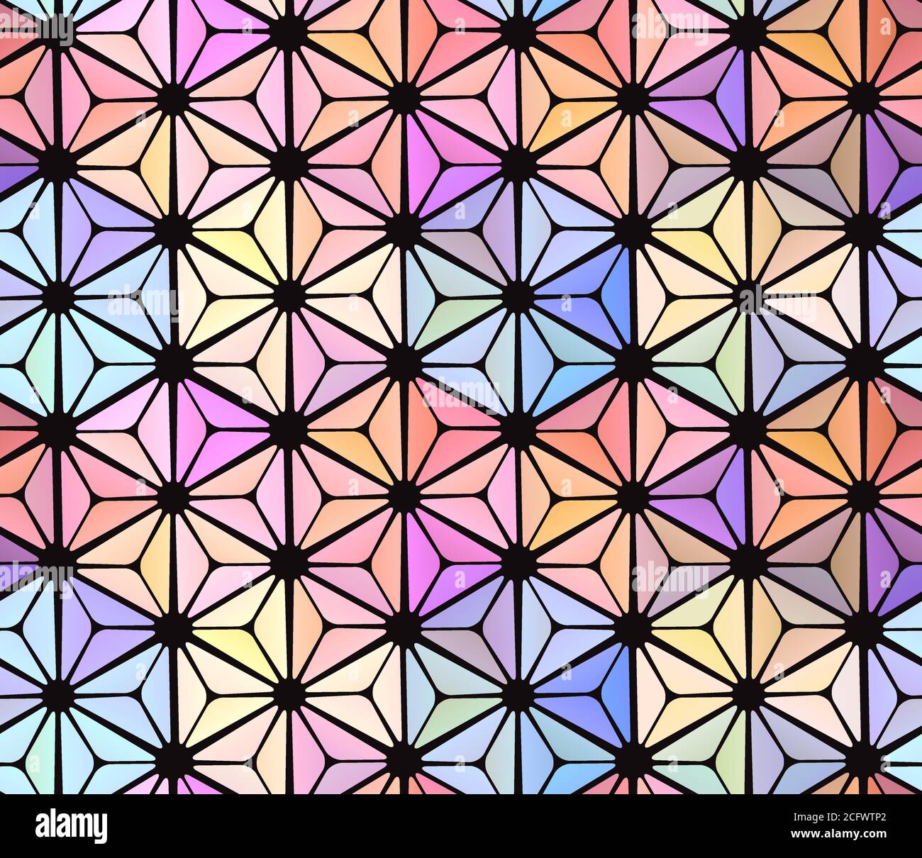 Seamless abstract stained-glass window with multicolored glasses ...