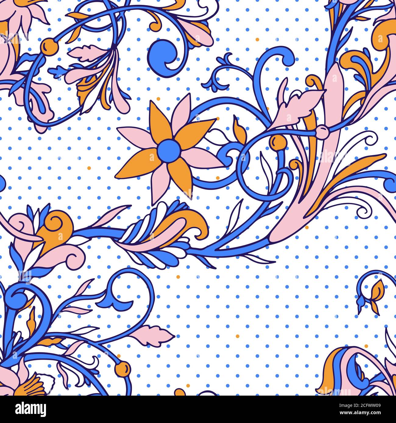 Seamless pattern nature vintage style.Floral classic ornament.Design ...