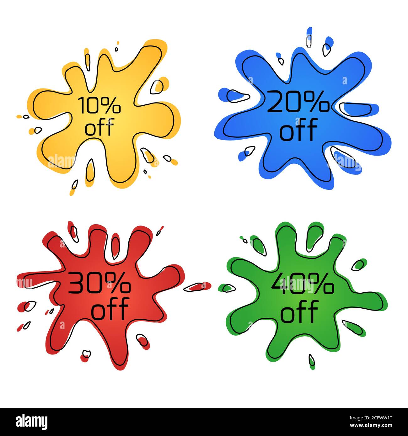 Set of color blots with discounts. Special offers. Sale. Vector element ...