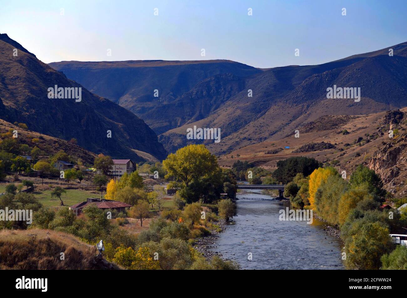 Georgia Republic - Mtkvari River below Vardzia Stock Photo - Alamy
