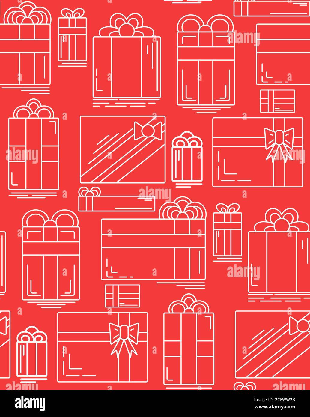 Seamless texture with linear festive gifts of various shapes. Vector ...