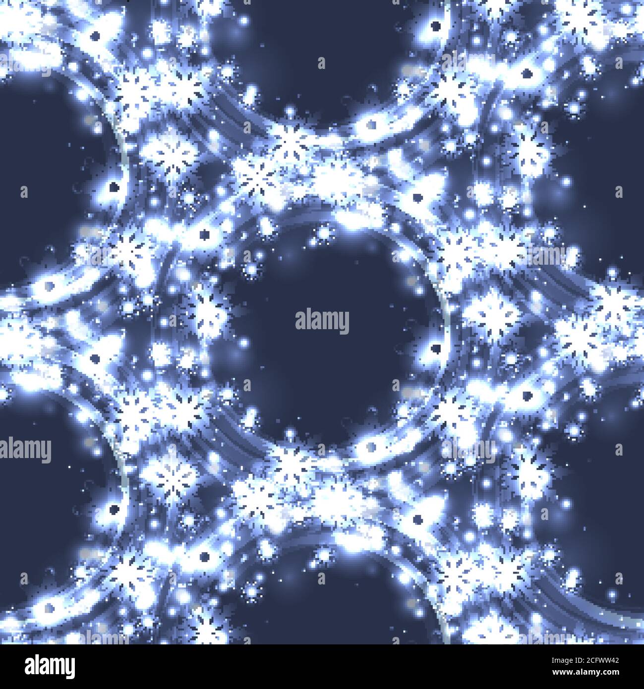 Seamless festive texture with snowflakes, sparks and twists. Vector ...
