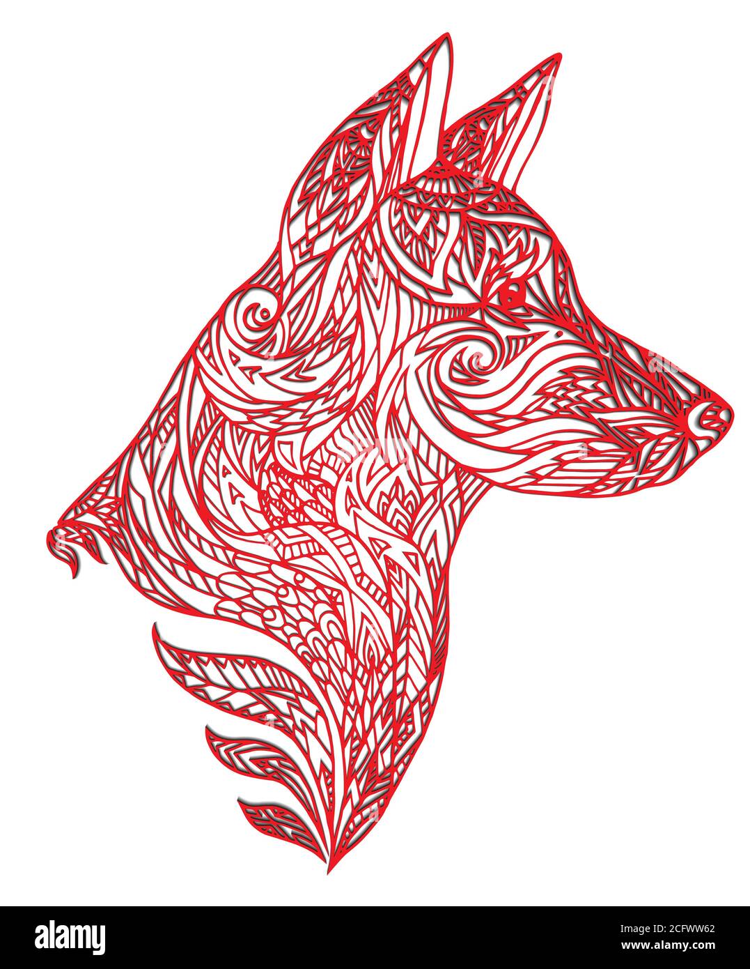 Vector illustration of dog with a carved pattern for your creativity ...