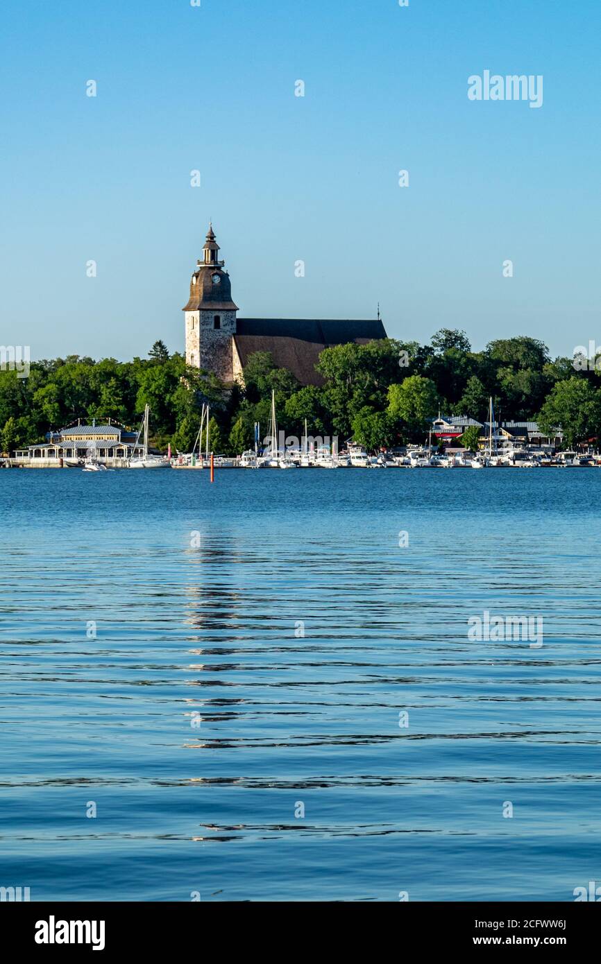 The harbour and waterfront of Naantali town in south-west Finland ...