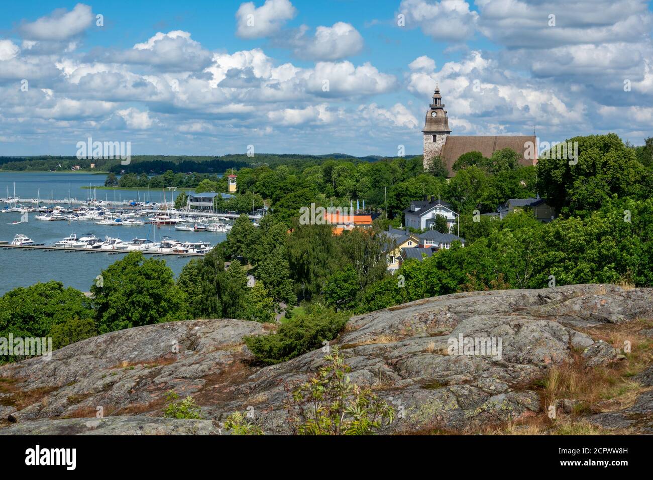 The harbour and waterfront of Naantali town in south-west Finland ...