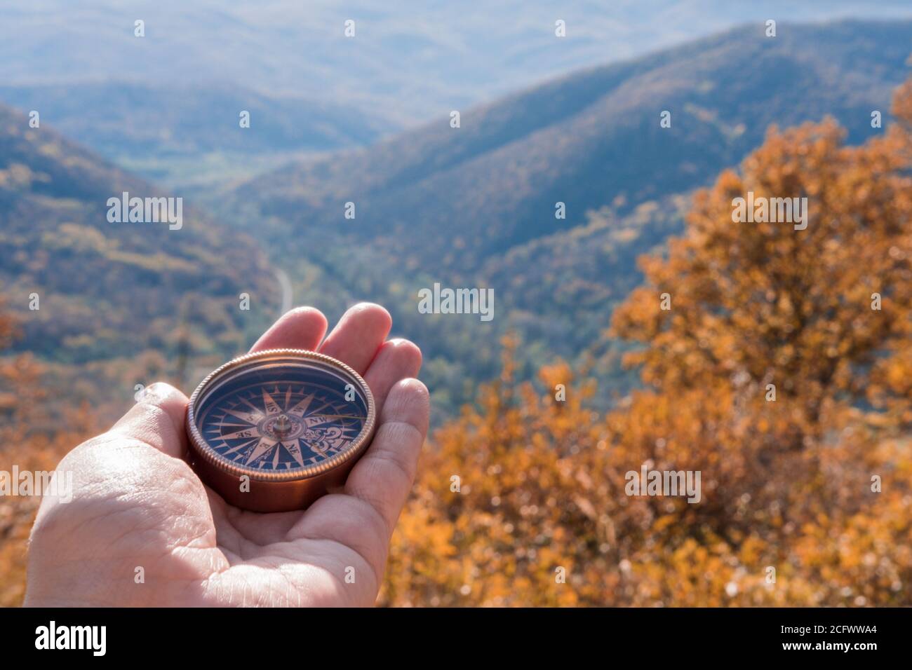 Hand female tourist compass hi-res stock photography and images - Alamy