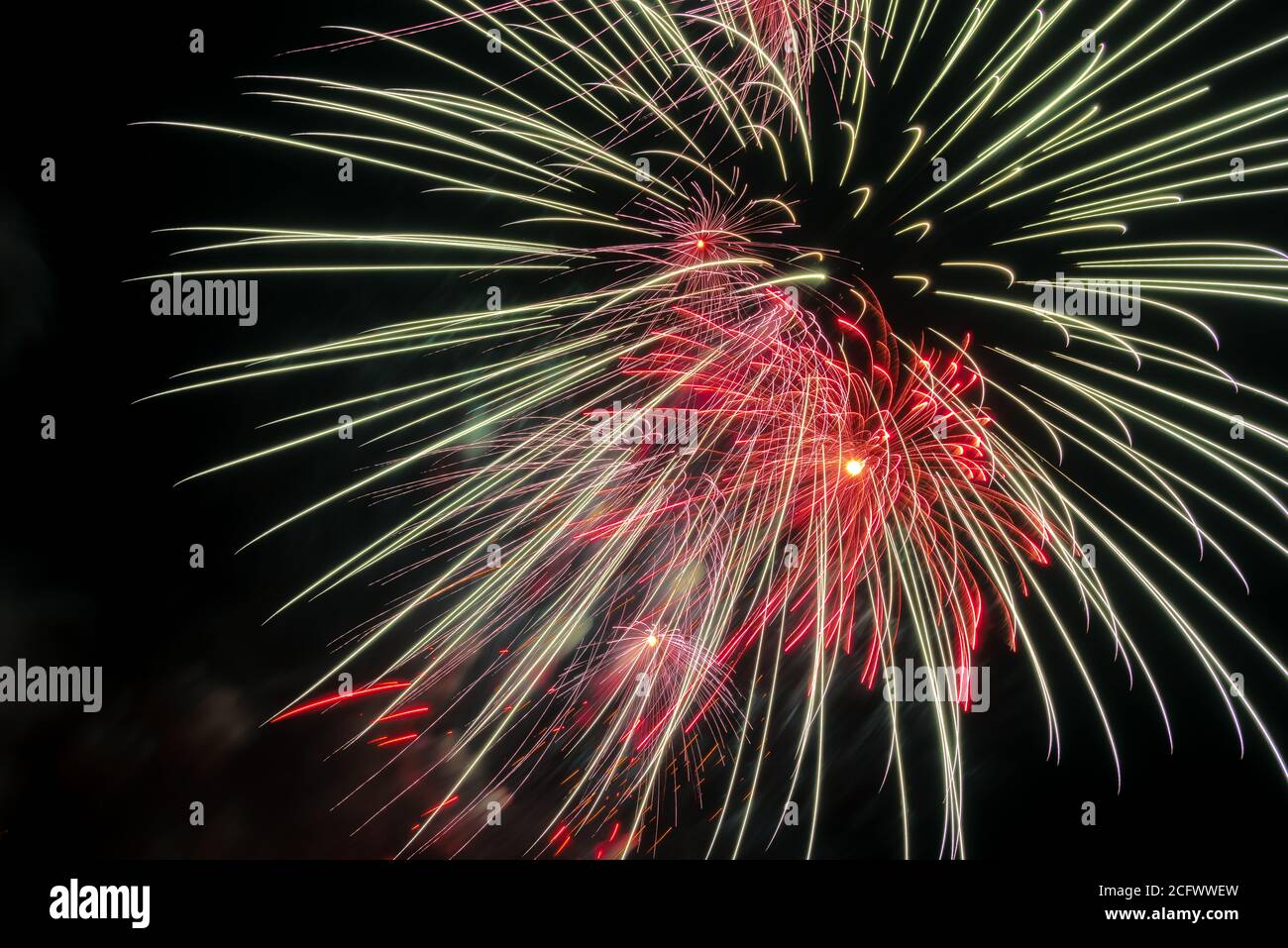 New Year celebration colorful fireworks. New year and holidays concept ...