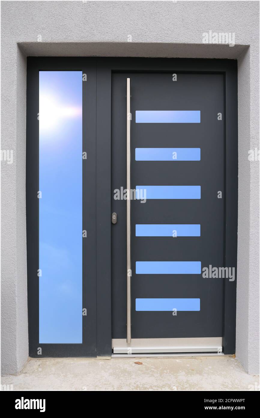 Modern front door Stock Photo - Alamy