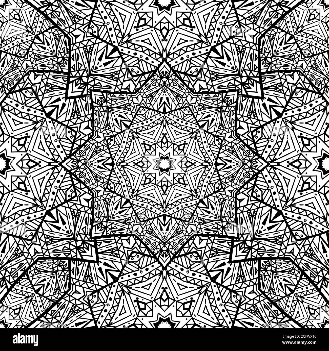 Seamless texture with black and white mandalas. Vector pattern for ...