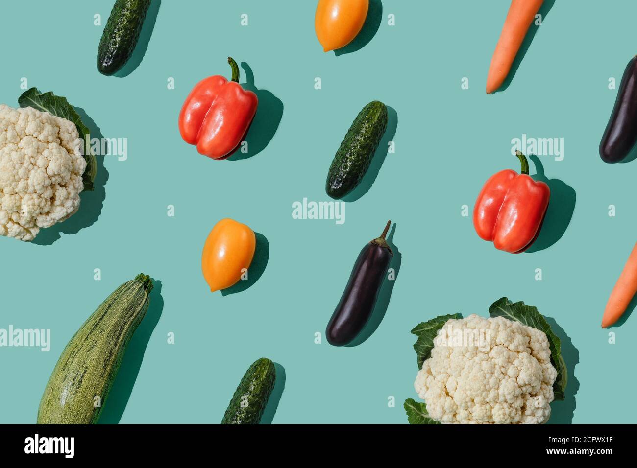 Pattern with different vegetables on turquoise blue background ...