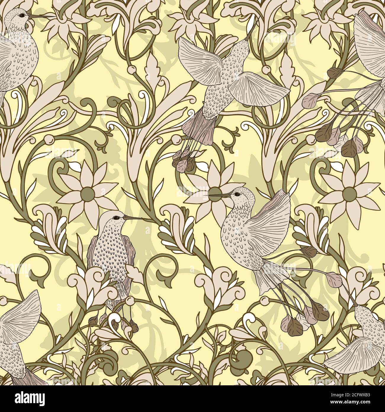 Seamless pattern nature vintage style.Floral classic ornament.Design ...