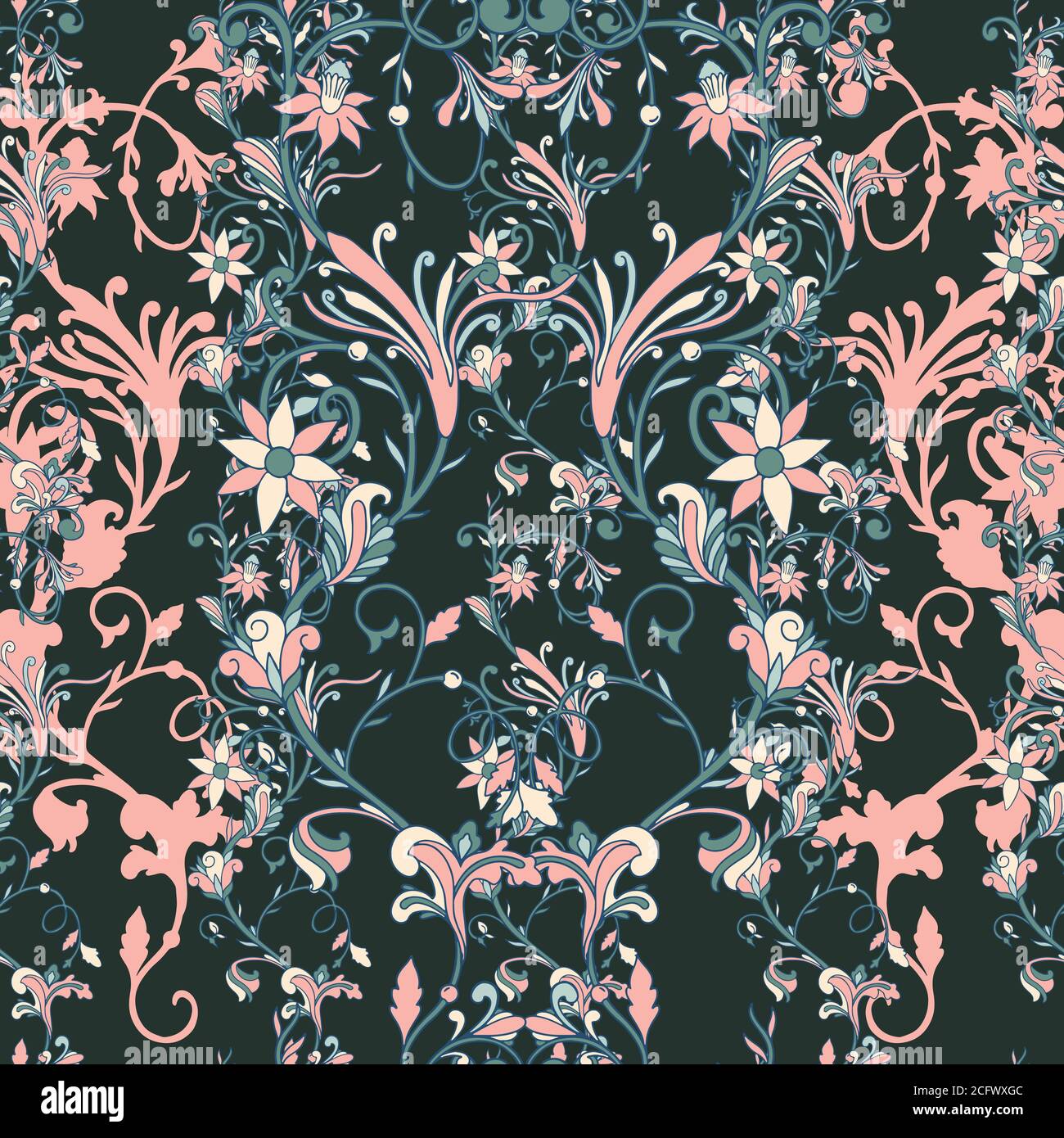 Seamless pattern nature vintage style.Floral classic ornament.Design ...