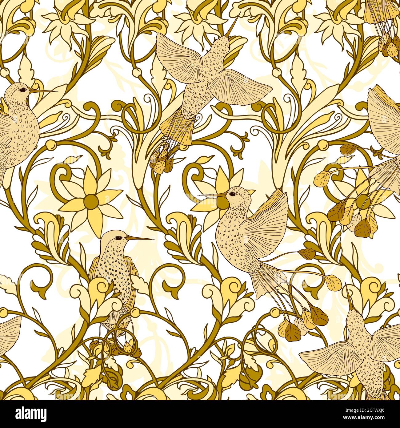 Seamless pattern nature vintage style.Floral classic ornament.Design ...