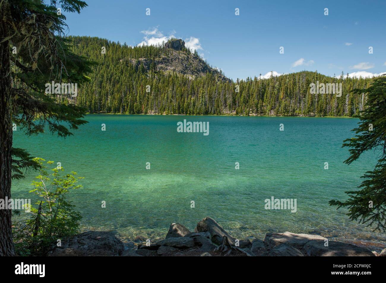 Lower Rosary Lake, near Oregon's Willamette Pass, as seen from the ...